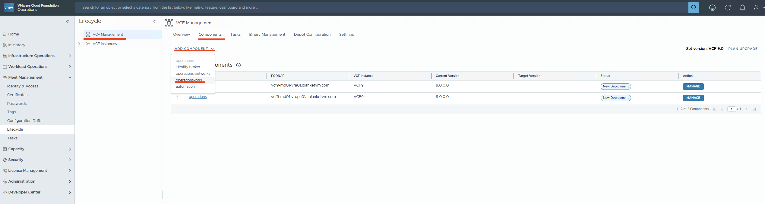 VCF 9 Deployment PART3: VCF Operation for Logs deployment. – BlanketVM